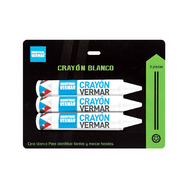 Crayón Blanco en Blister (3 Pz) - VERMAR
